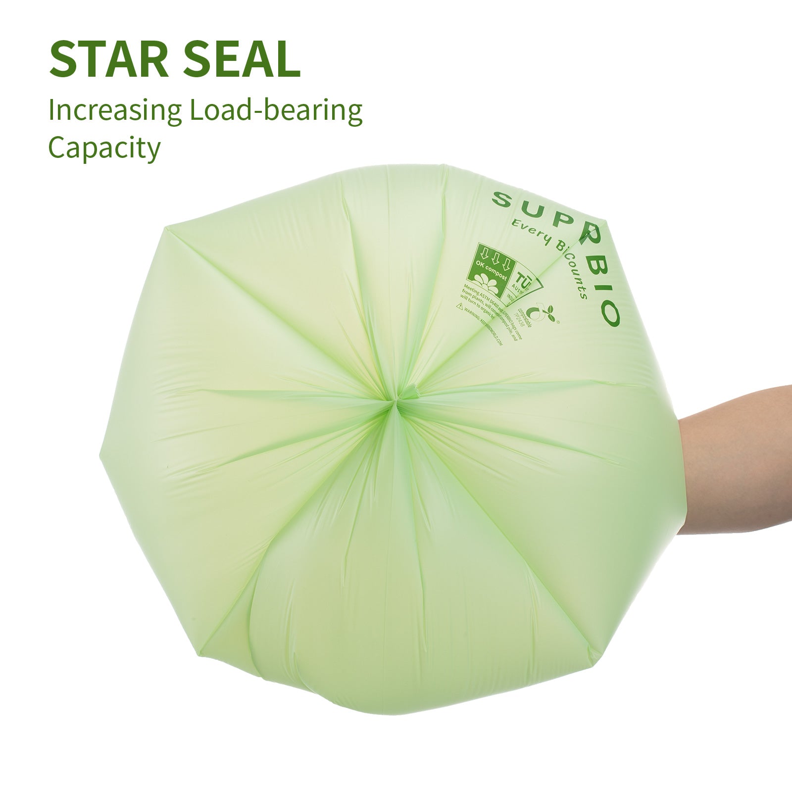 10% Off Compostable Food Scrap Bags, 1.6 GAL Handle Tie Bags